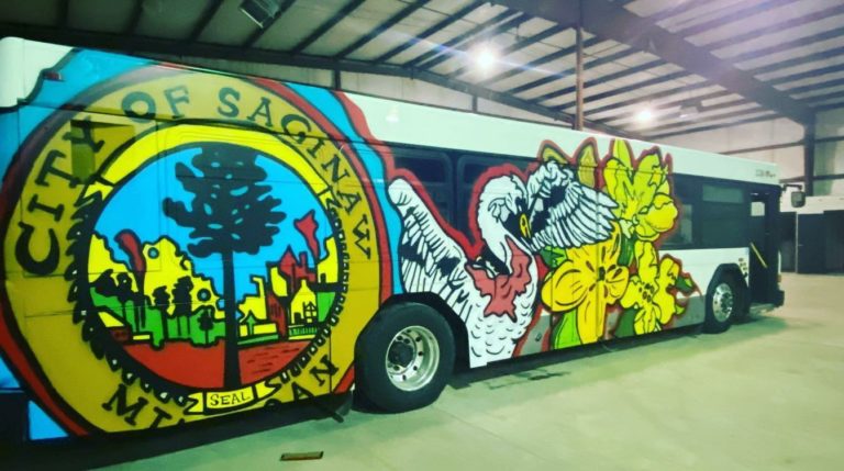 Flint muralist creates bus mural celebrating poet Theodore Roethke ...